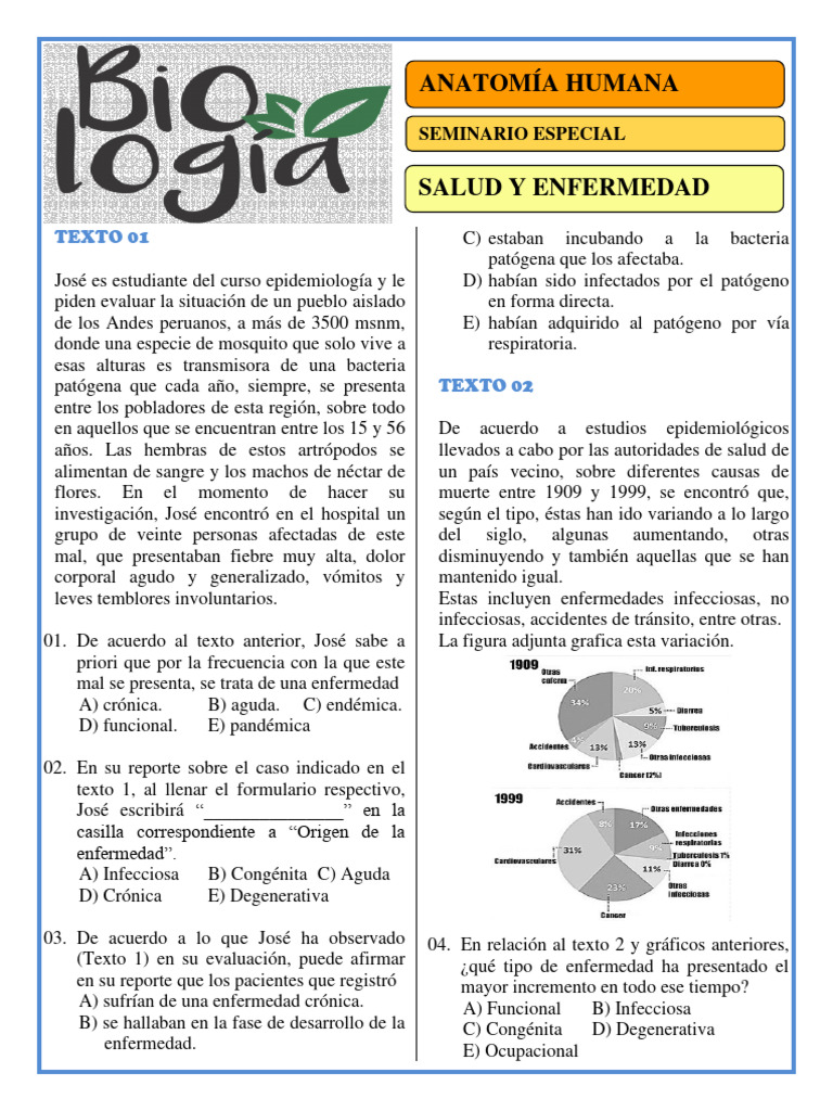 Salud y Enfermedad-Cuestionario | PDF | Enfermedades y trastornos | Ciencias de la Salud