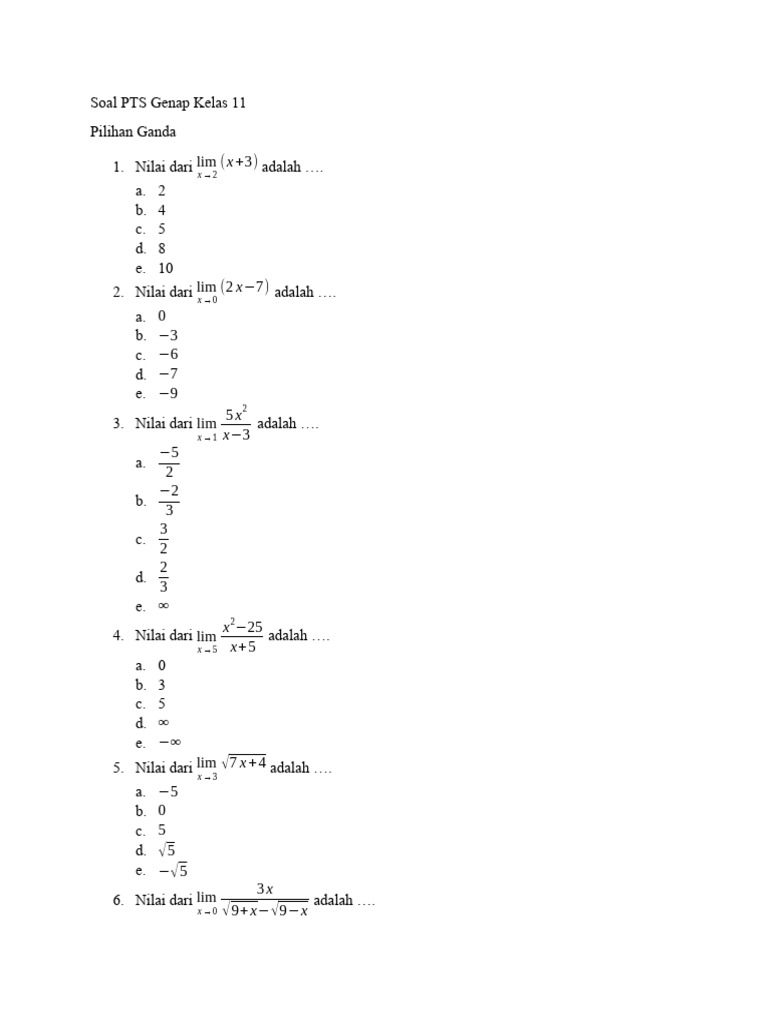 Soal Matematika PTS Genap Kelas 11 | PDF | Metode & Bahan Ajar