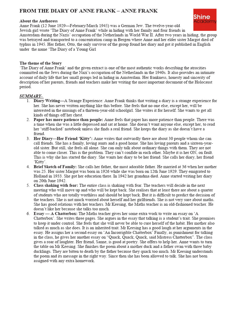Aane Frank-Old | PDF | Anne Frank