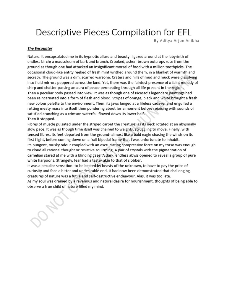 Descriptive Pieces Compilation For EFL | PDF