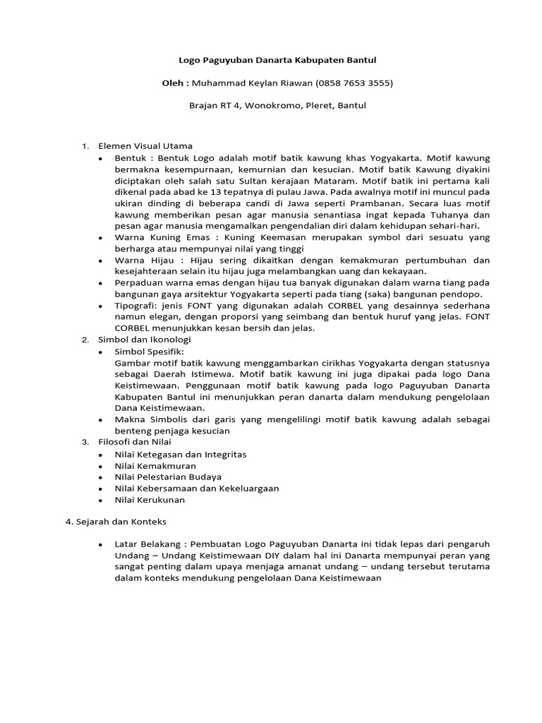 Deskripsi Filosofi Logo Paguyuban Danarta Bantul | PDF | Karier ...
