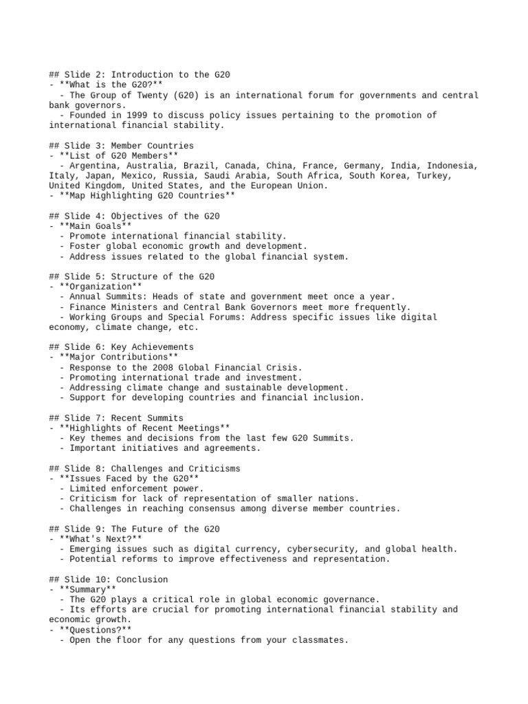 G20 An Organization | PDF | Finance & Money Management