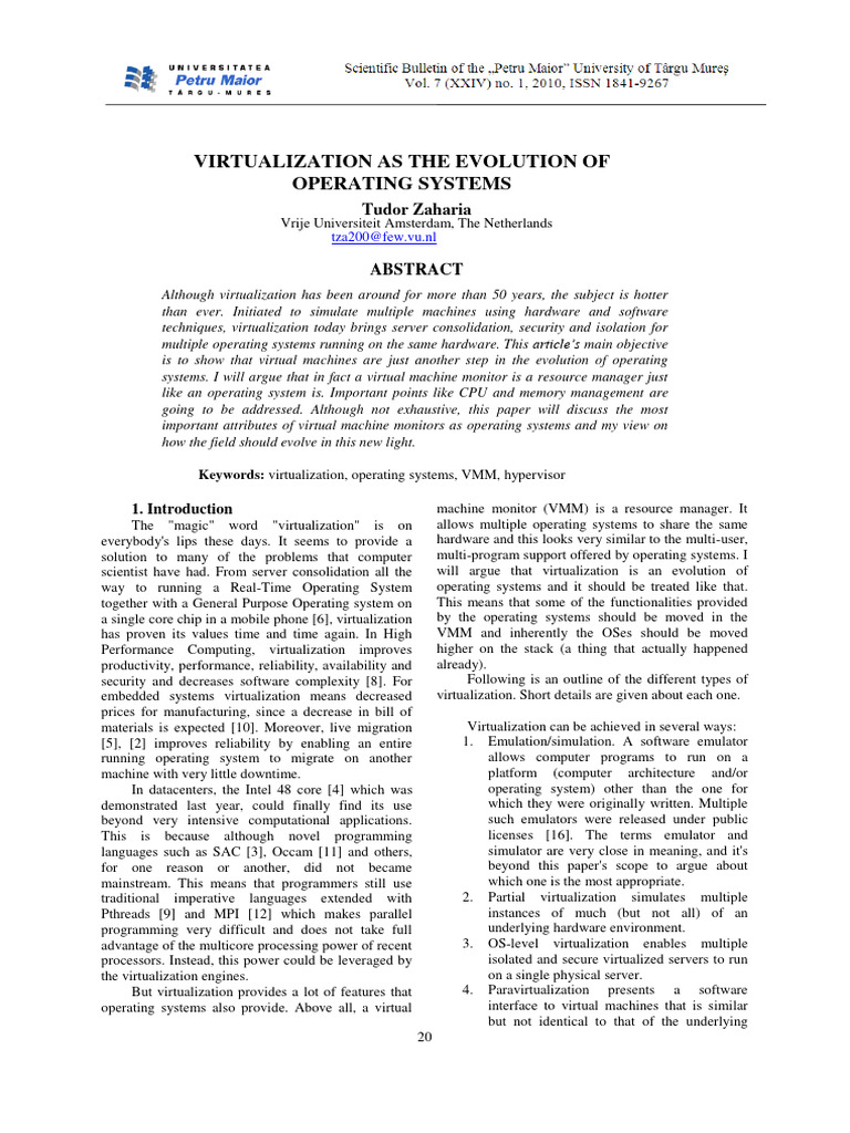 Virtualization As The Evolution of Operating Syste | PDF | Operating ...