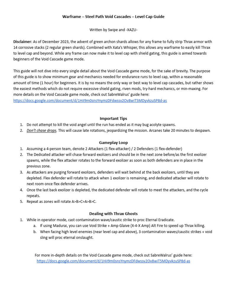 Warframe - Steel Path Void Cascades - Level Cap Guide | PDF | Firearms ...
