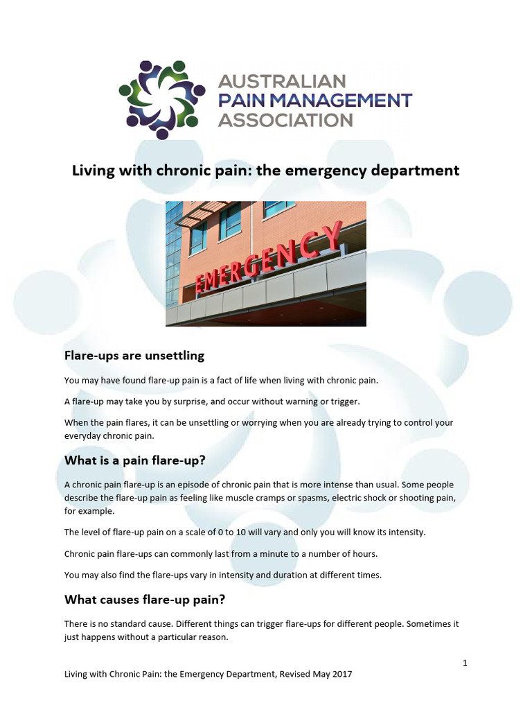 APMA Living Chronic Pain Emergency Department Flare Up Plan | PDF ...