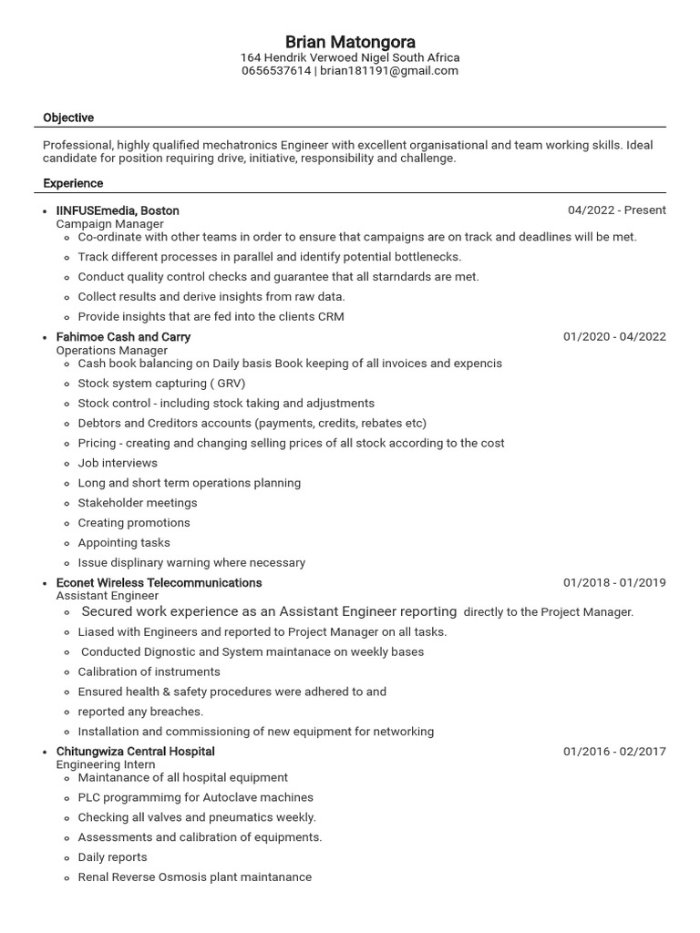 Brian Matongora CV | PDF | Computer Programming | Computing Brian Matongora CV | PDF | Computer Programming | Computing