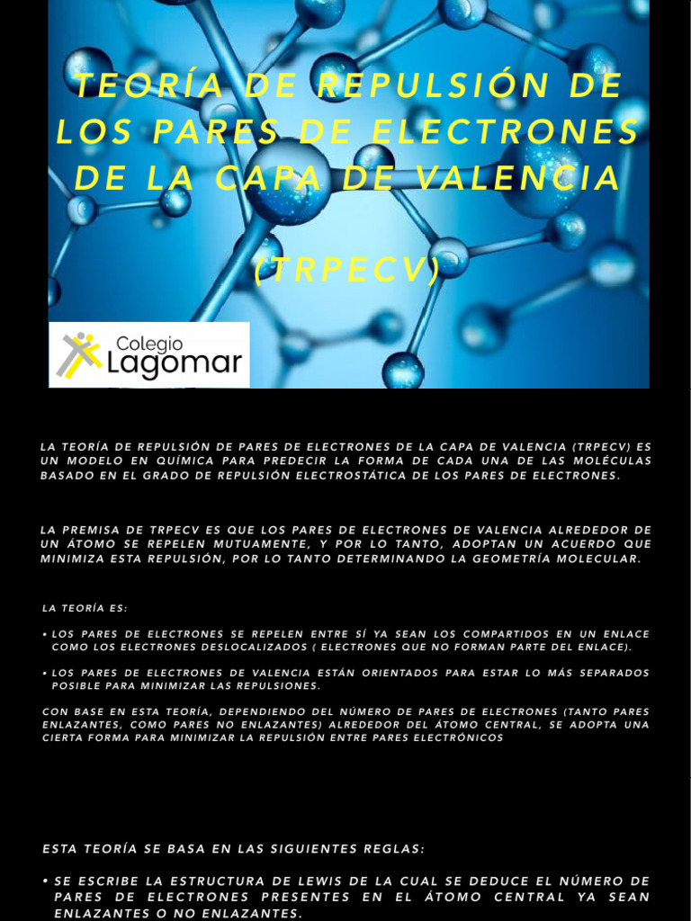 TEORÍA DE LA REPULSIÓN DE LOS PARES DE ELECTRONES DE LA CAPA DE VALENCIA | PDF
