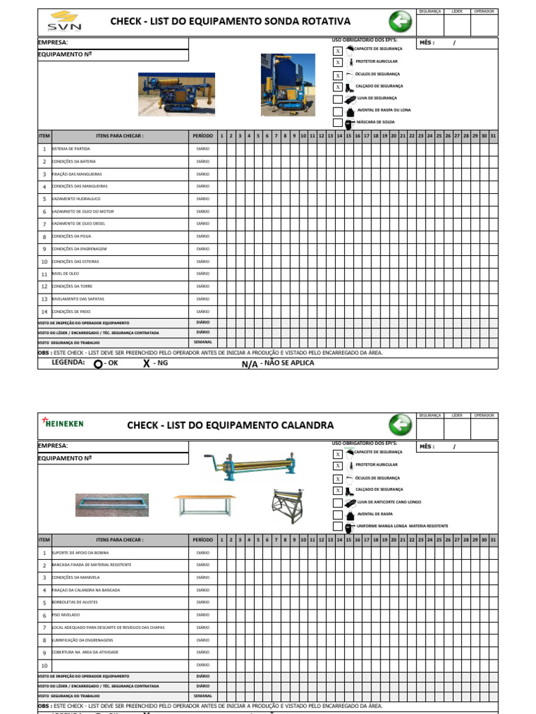 Check_List_Equipamentos_Modificado_SVN | PDF | Capacete