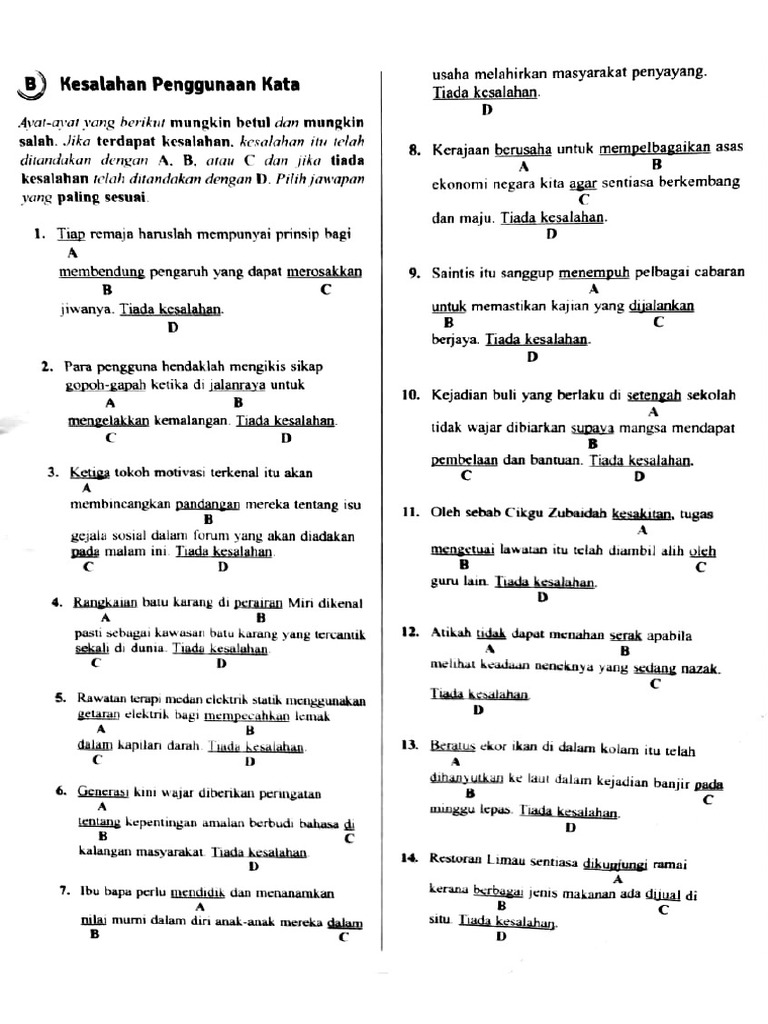 latihan kesalahan penggunaan kata | PDF