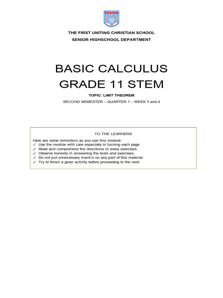 Grade 11 STEM Calculus Module | PDF | Function (Mathematics ...