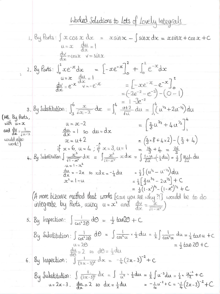 3 Lots of Lovely Integrals FULL SOLUTIONS | PDF