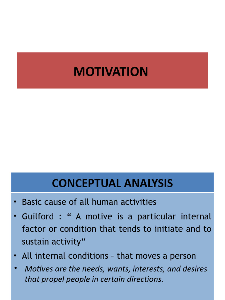 Week 1 Theories of Motivation | PDF | Motivational | Motivation