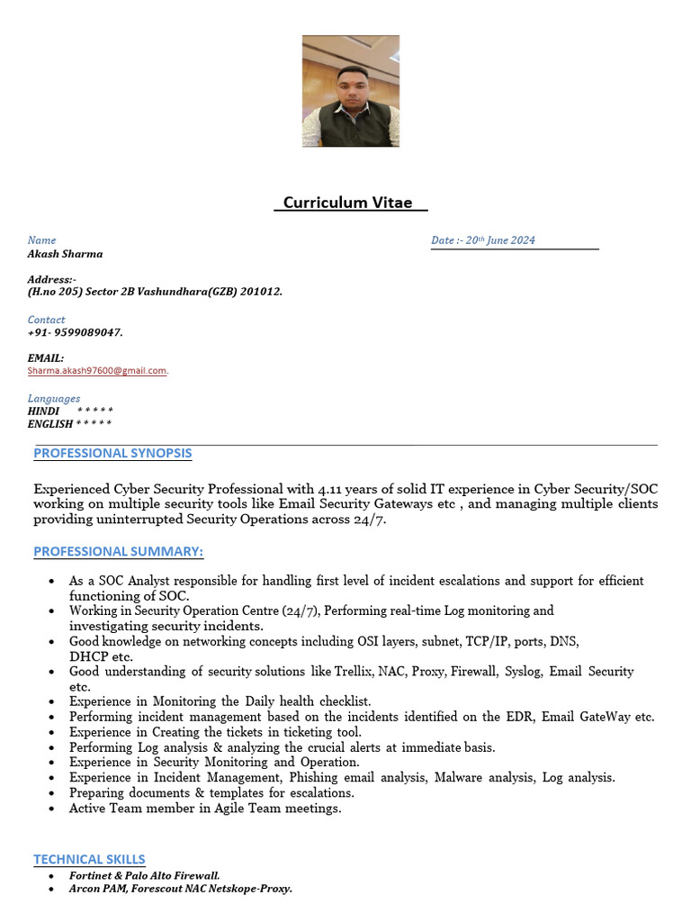 Akash Sharma Resume. | PDF | Security | Computer Security