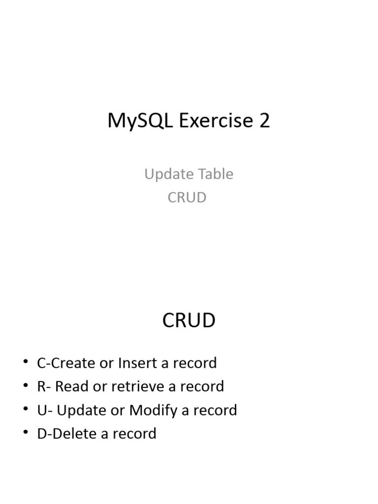 Mysql Exercise 2 Update Records Pdf Databases Computer Programming 2957