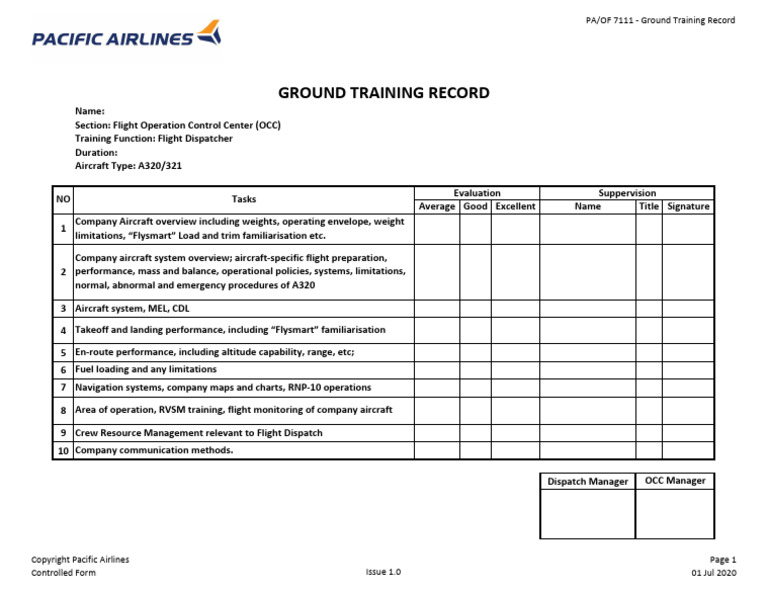 PAOF 7111 - Ground Training Record | PDF | Business | Technology ...