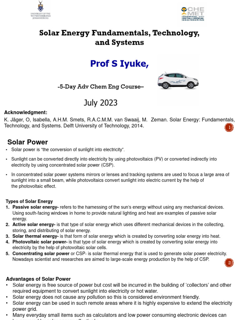 Lecture 4b- Solar Energy Fundamentals, Technology, And Systems | PDF ...