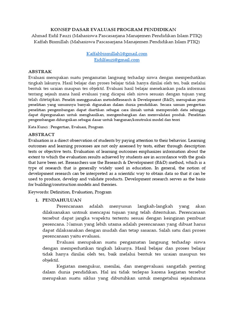 Makalah Konsep Dasar Evaluasi Pendidikan | PDF