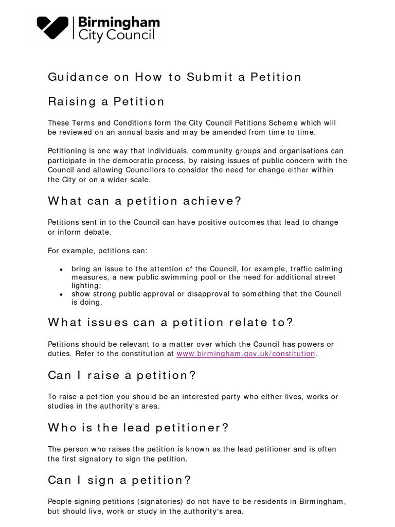 Guidance On How To Submit A Petition | PDF | Petition | Complaint
