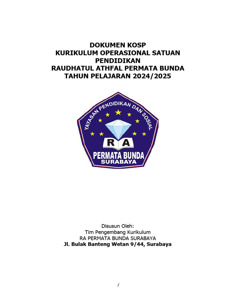Dokumen KOSP RA PERMATA BUNDA 2024-2025 | PDF | Karier & Perkembangan