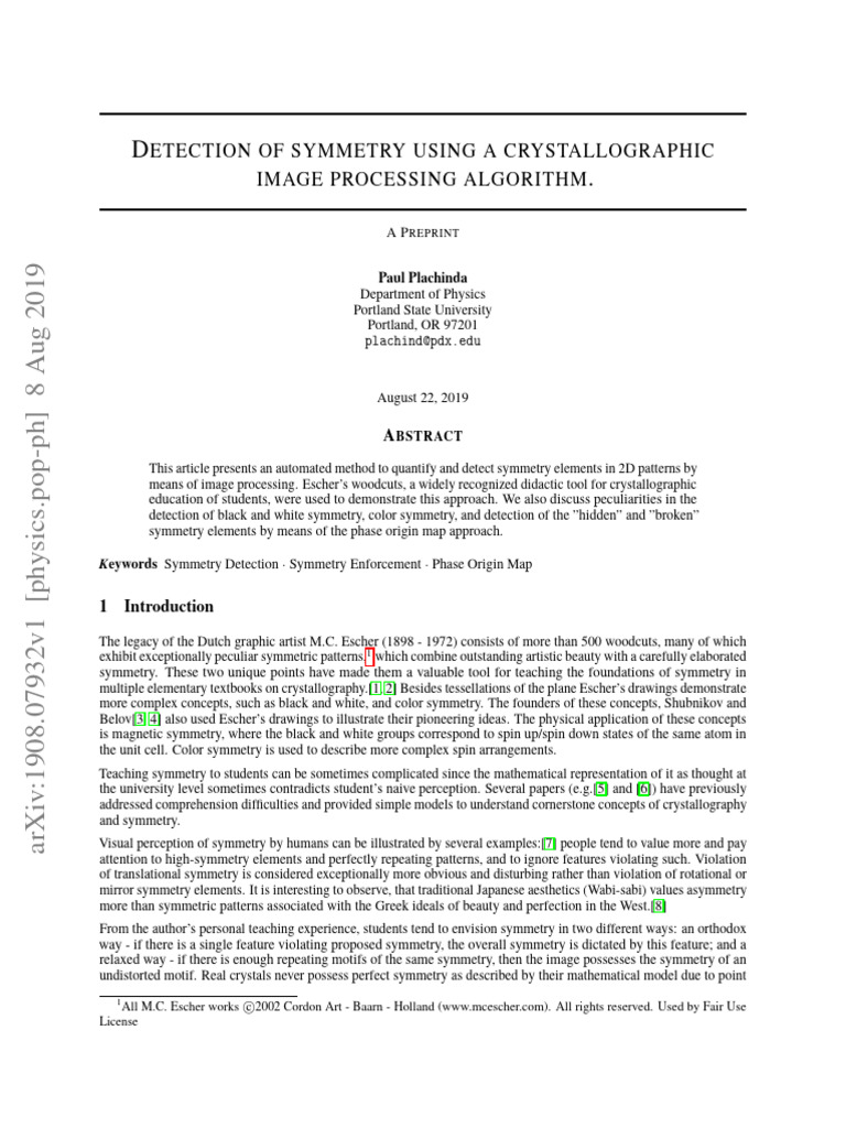 Detection of Symmetry Using A Crystallographic Ima | PDF | Symmetry ...