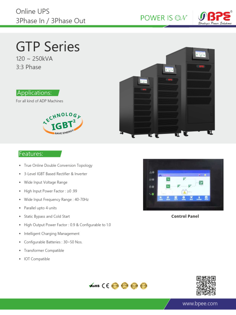 GTP Series 3-Phase Online UPS 120-250kVA | PDF | Alternating Current ...