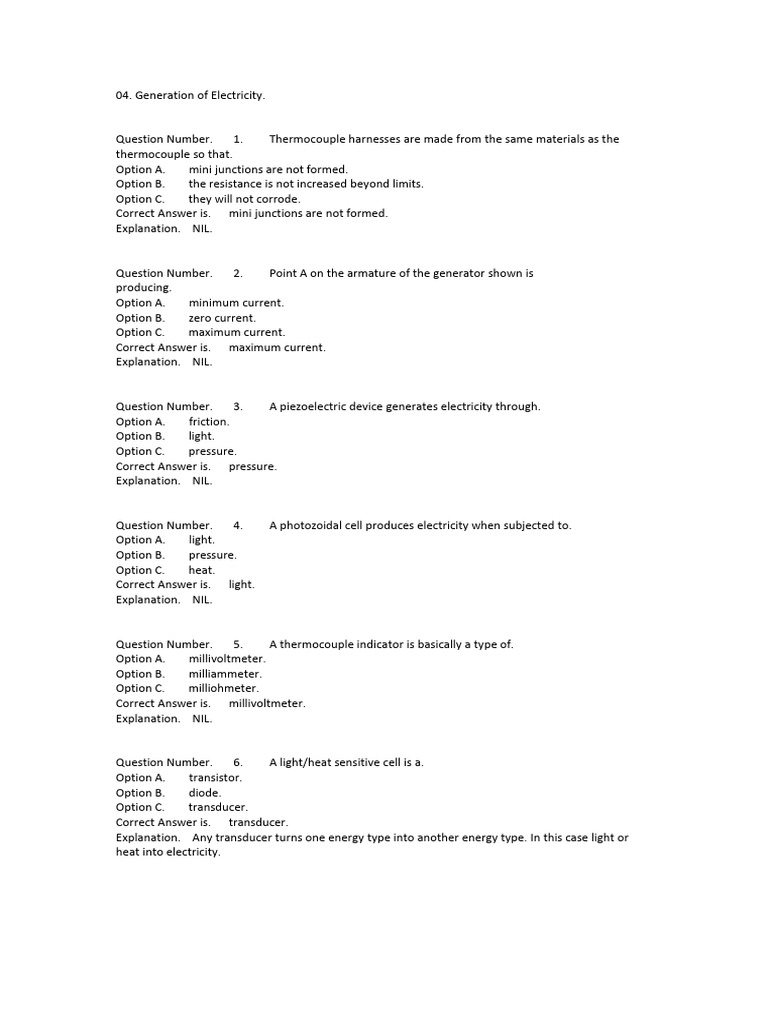 Electricity Generation Methods Explained | PDF | Electricity | Thermocouple