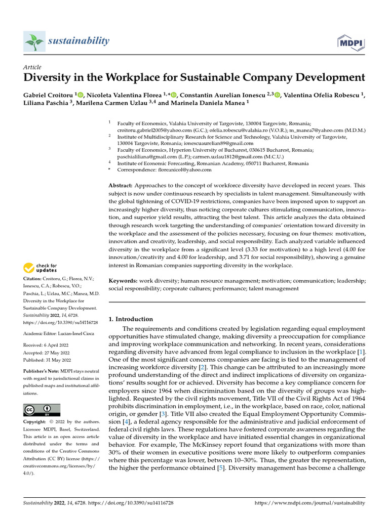 Diversity in The Workplace For Sustainable Company Development | PDF ... Diversity in The Workplace For Sustainable Company Development | PDF ...