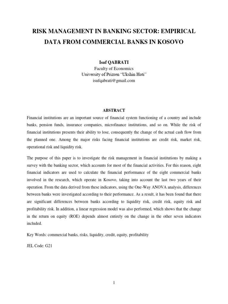 Risk Management in Banking Sector | PDF | Banks | Risk