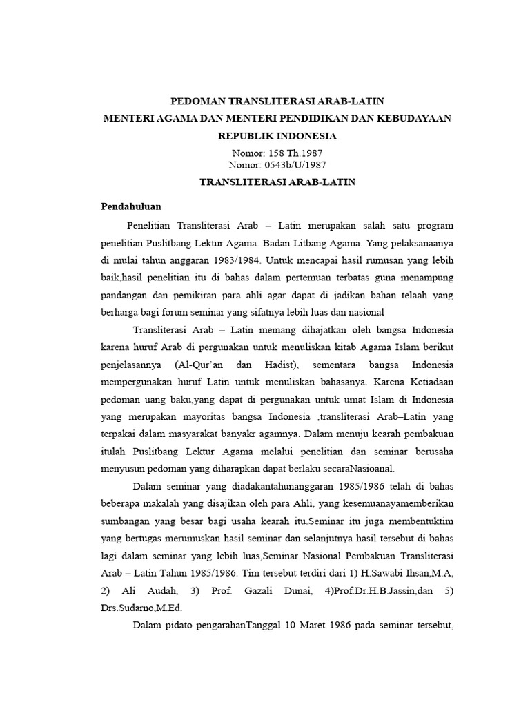 Pedoman Transliterasi Arab | PDF | Seni & Disiplin Bahasa | Kajian Bahasa Asing