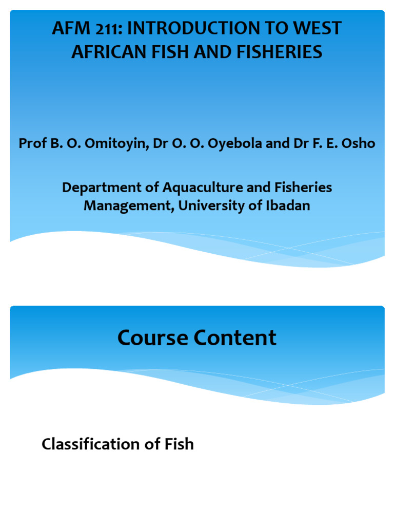 01 AFM 211 Introduction To West African Fish and Fisheries - Lecture 1 | PDF | Salinity | Fish