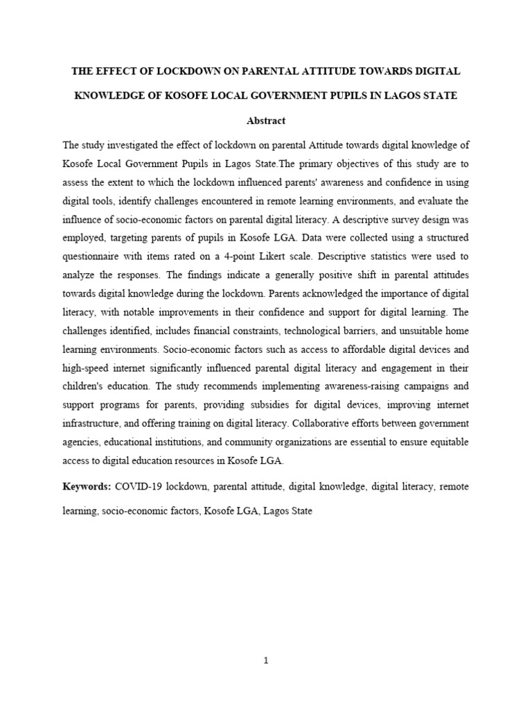 The Effect of Lockdown On Parental Attitude Towards Digital Knowledge ...