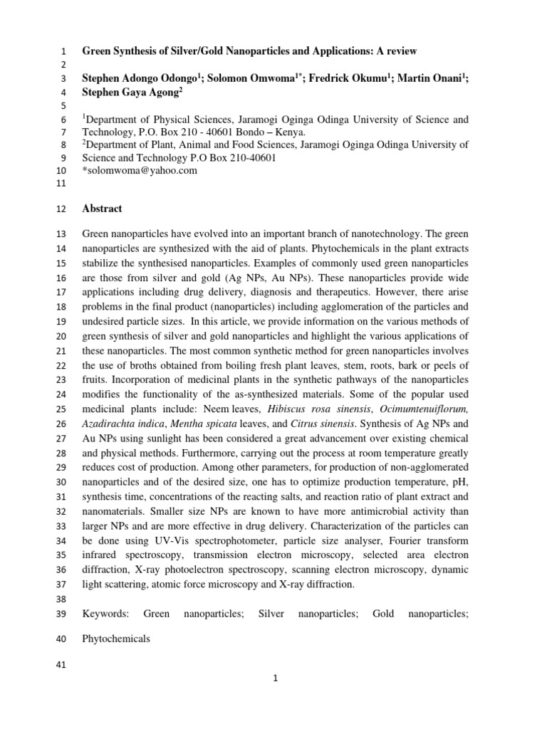 Paper For Adongo May 2021solo New 2 | PDF | Nanoparticle | Wound