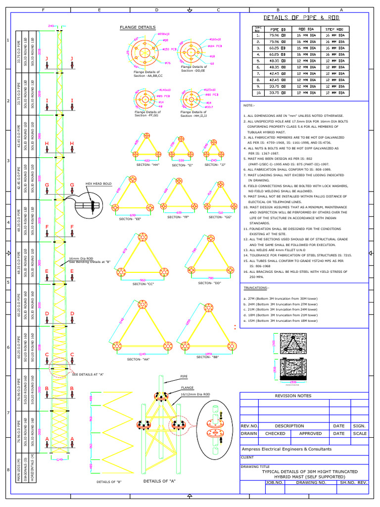 (30M) Tower Drawing | PDF | Pipe (Fluid Conveyance) | Building Materials