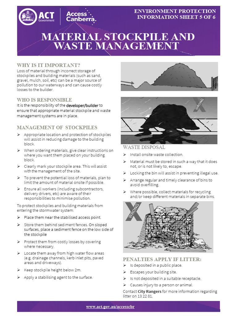 Information sheet 5 of 6 - Material stockpile and waste management (1 ...
