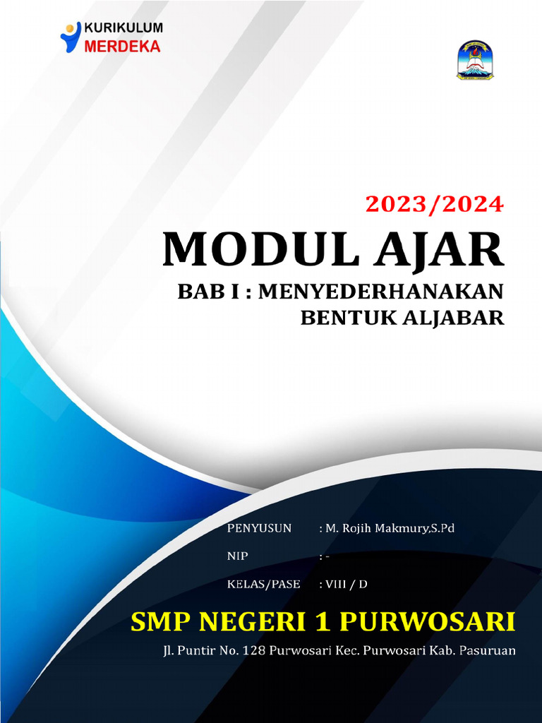 Modul Ajar Menyederhanakan Bentuk Aljabar | PDF