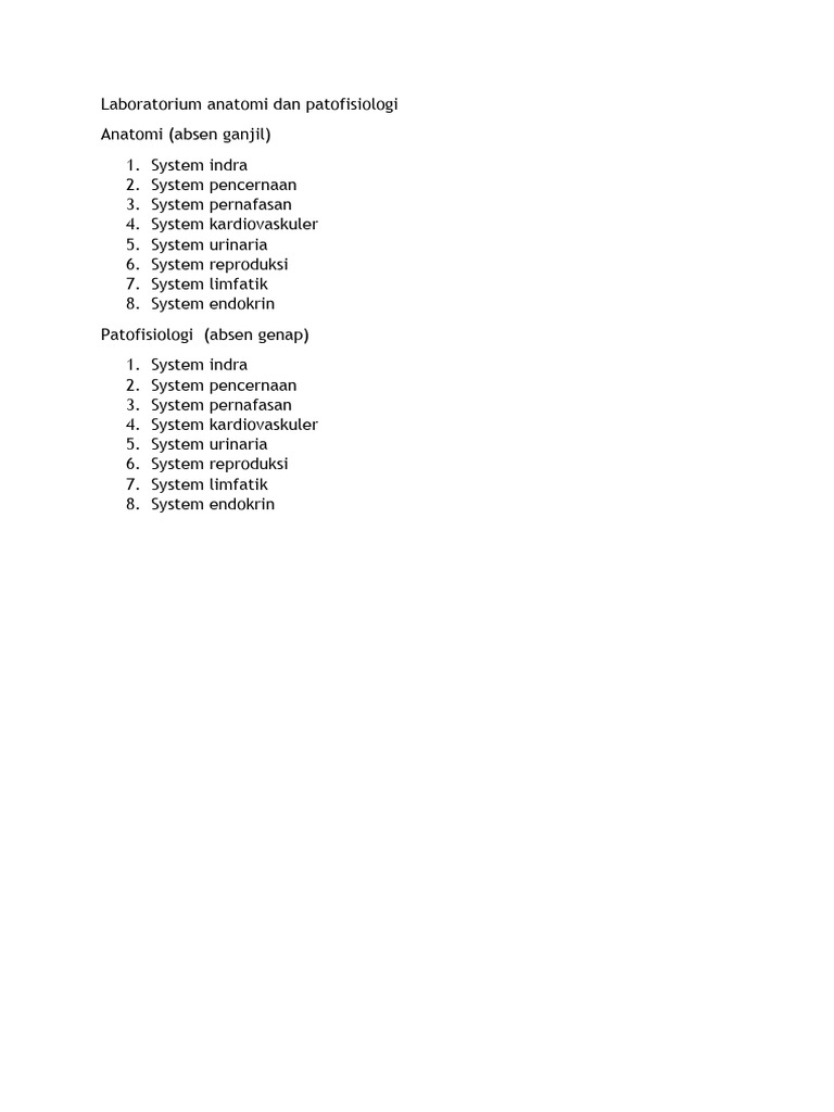 Laboratorium Anatomi Dan Patofisiologi | PDF | Wellness