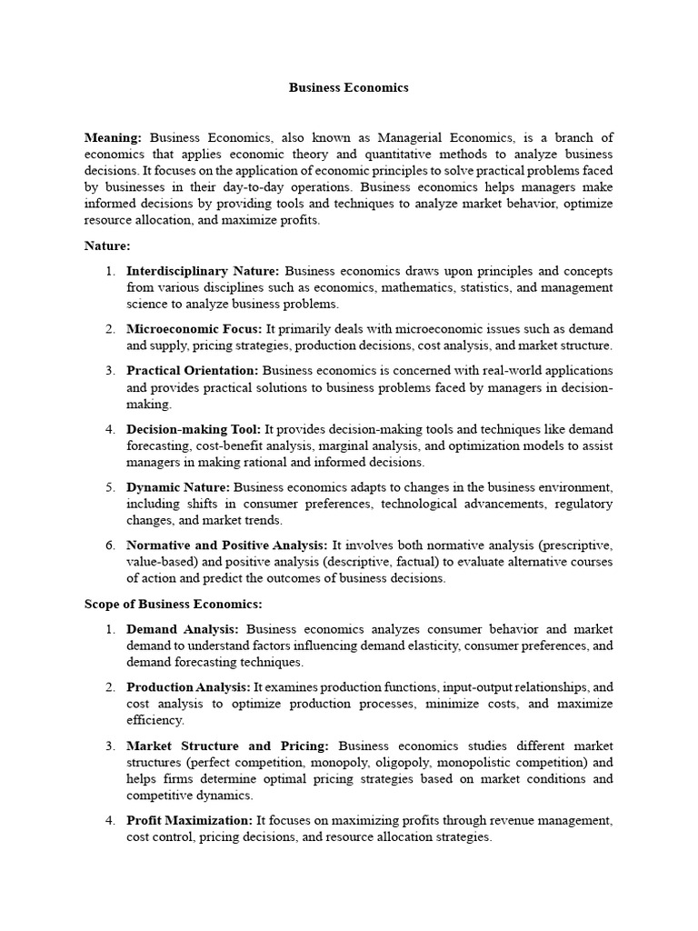 Understanding Business Economics Principles | PDF | Economics | Business Economics
