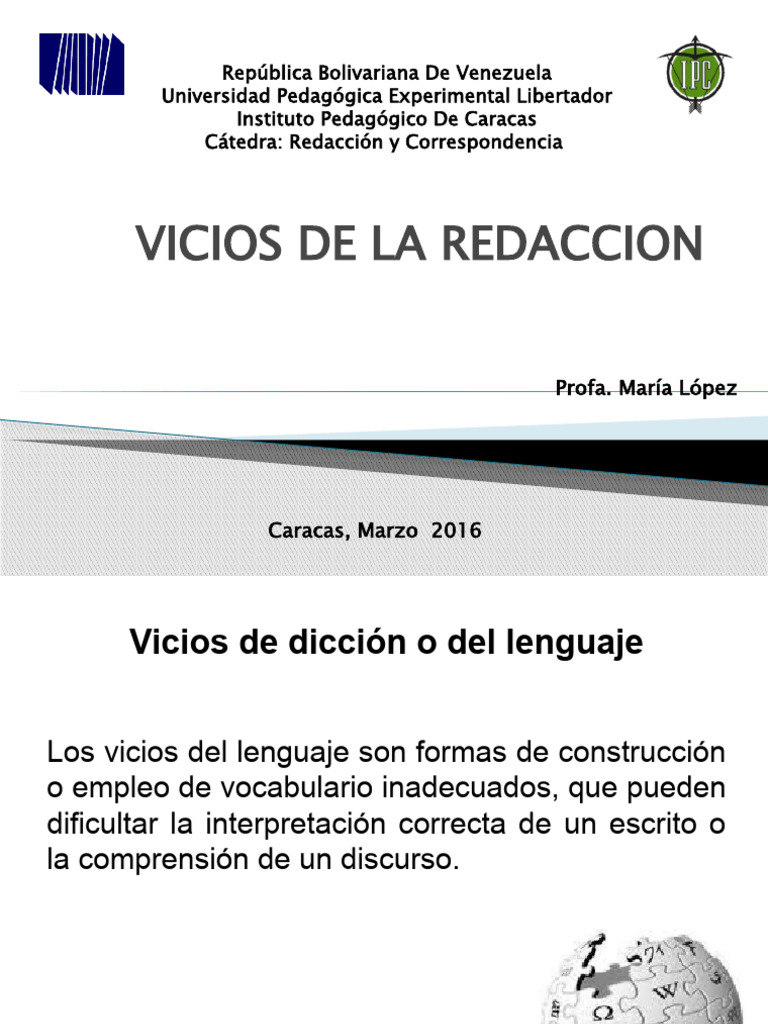 Vicios de La Redaccion | PDF | Verbo | Palabra