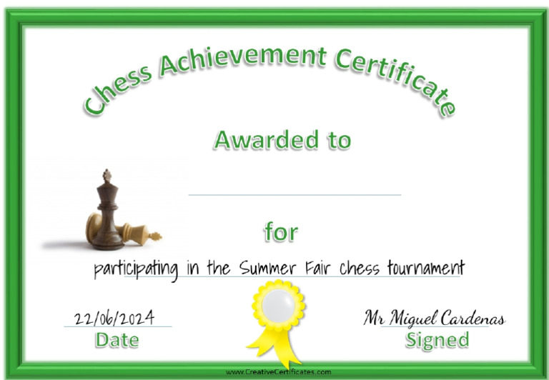 Chess Certificate Made Online | PDF