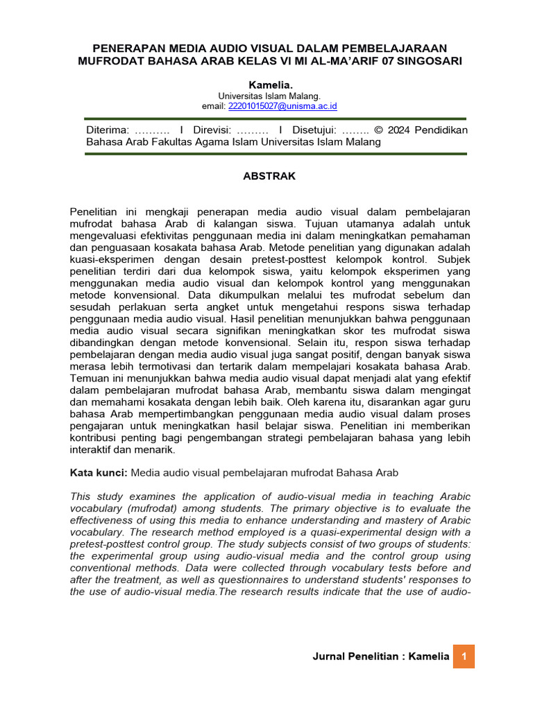 Kamelia Uts Metode Penelitian | PDF