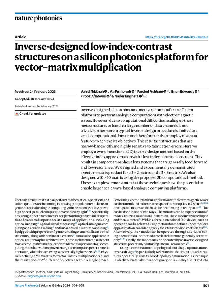 Inverse Designed Low-Index-contrast Structures on a Silicon Photonics ... Inverse Designed Low-Index-contrast Structures on a Silicon Photonics ...