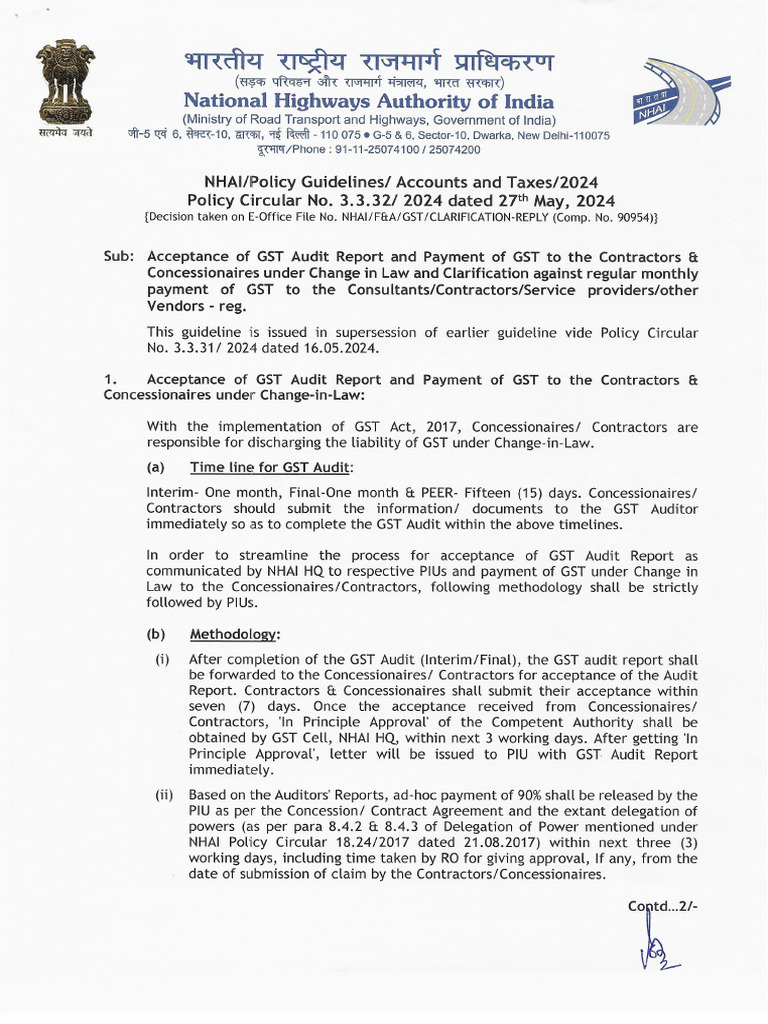 NHAI Circular 3332 - 240527 - 175722 | PDF