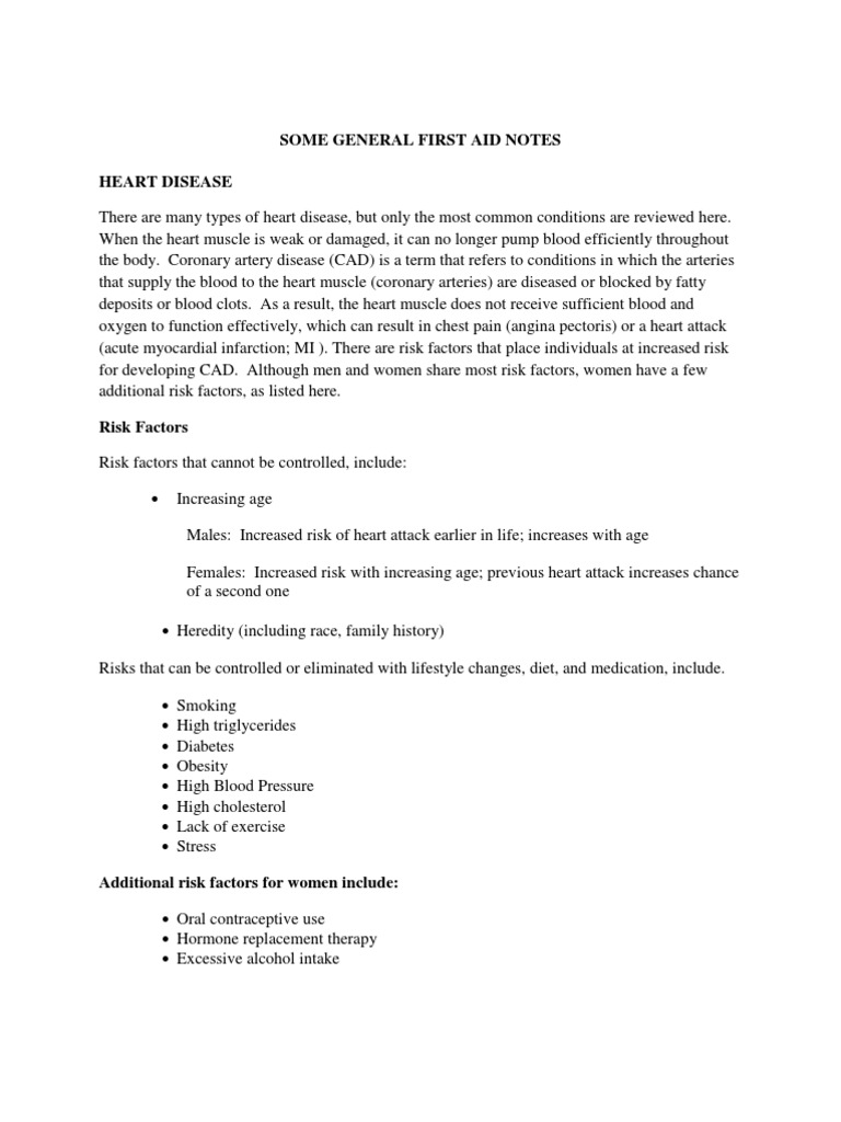 Some General First Aid Notes Heart Disease | Download Free PDF ...