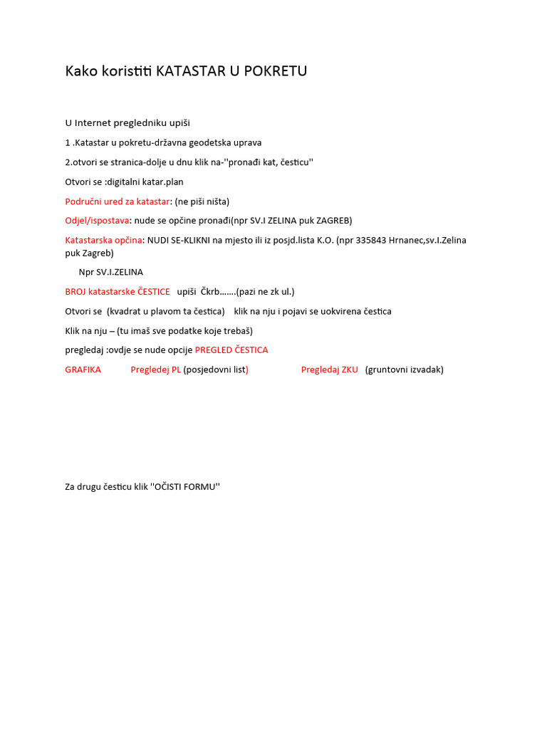 Kako Koristiti Katastar U Pokretu | PDF