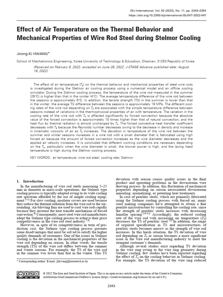 Effect of Air Temperature On The Thermal Behavior and Mechanical ...