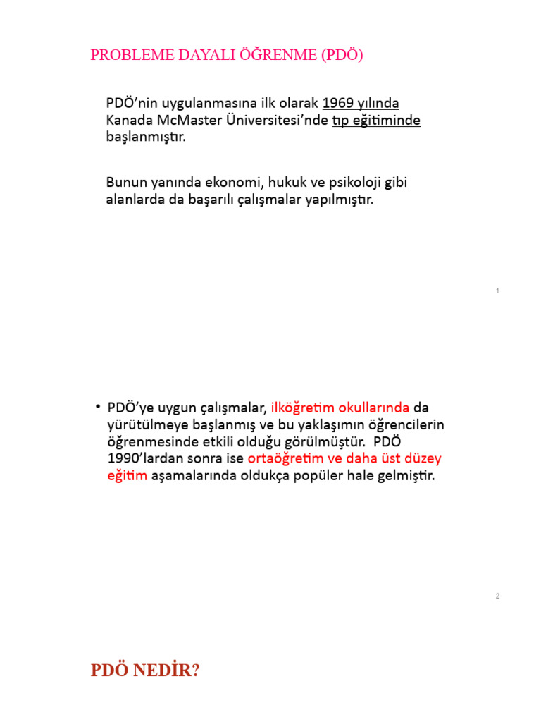 Probleme Dayali Öğrenme (Pdö) | PDF