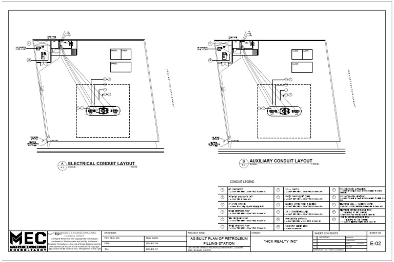 Electrical Conduit Layout Auxiliary Conduit Layout: As Built Plan of ...