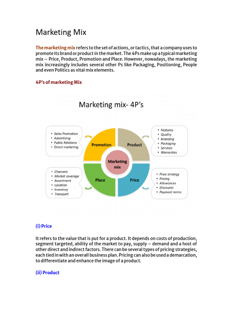 Marketing Mix | PDF | Brand | Marketing