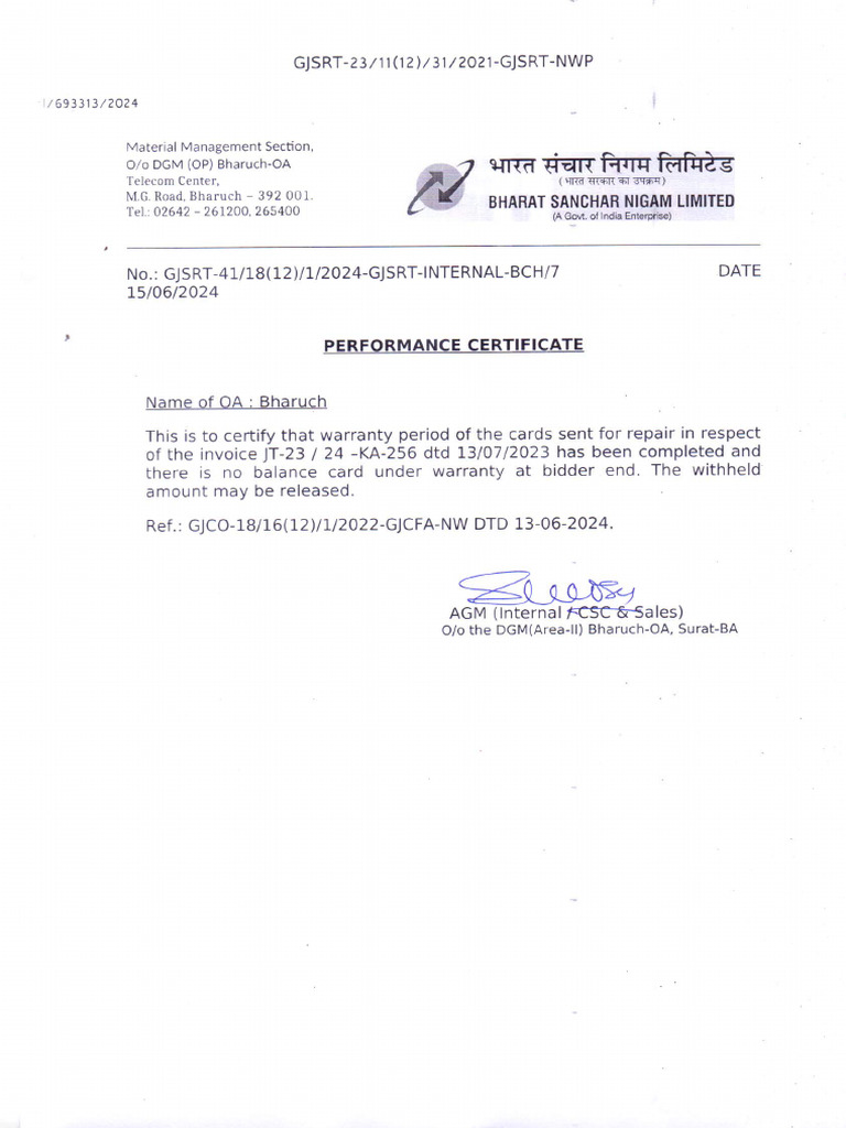 Performance Certificate | PDF