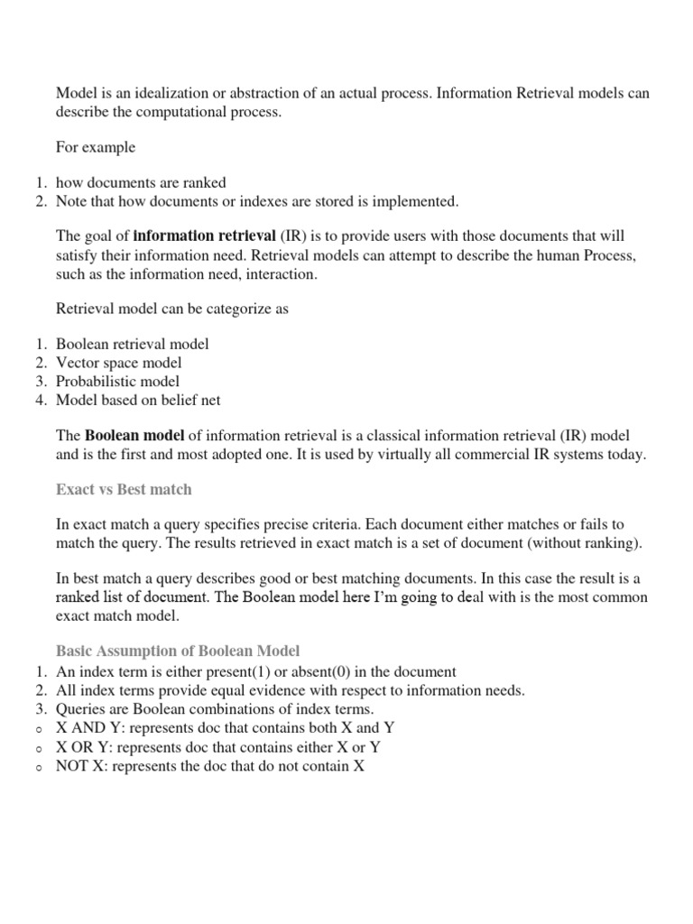 Boolean Retrieval Model Pdf Information Retrieval Matrix Mathematics